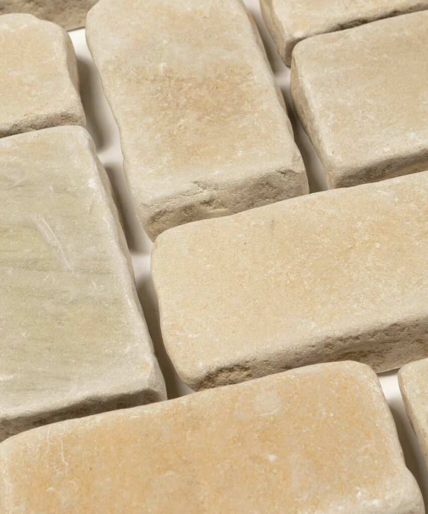 Hale Beige Tumbled Sandstone Setts | Forest Stone